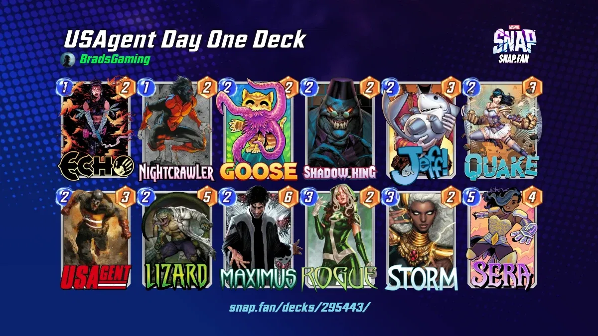 USAgent Day One Deck by BradsGaming - Marvel Snap Decks - snap.fan