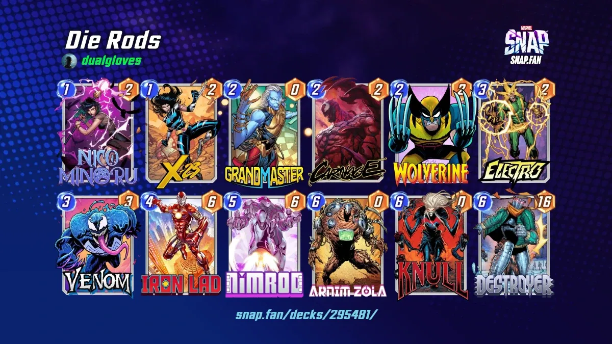 Die Rods by dualgloves - Marvel Snap Decks - snap.fan