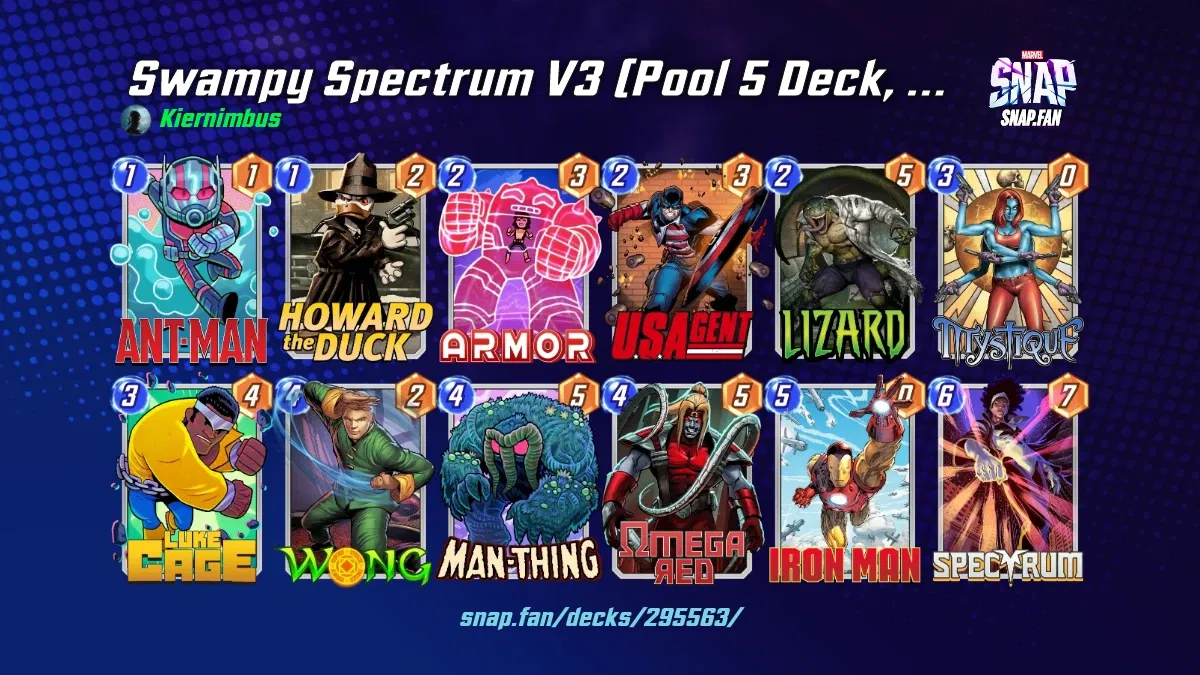 Swampy Spectrum V3 (Pool 5 Deck, U.S.Agent Inclusion) by Kiernimbus - Marvel Snap Decks - snap.fan