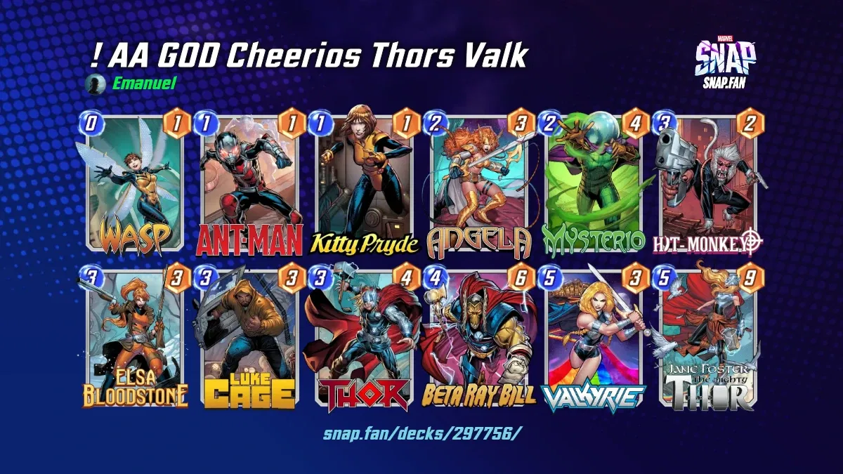 ! AA GOD Cheerios Thors Valk by Emanuel - Marvel Snap Decks - snap.fan