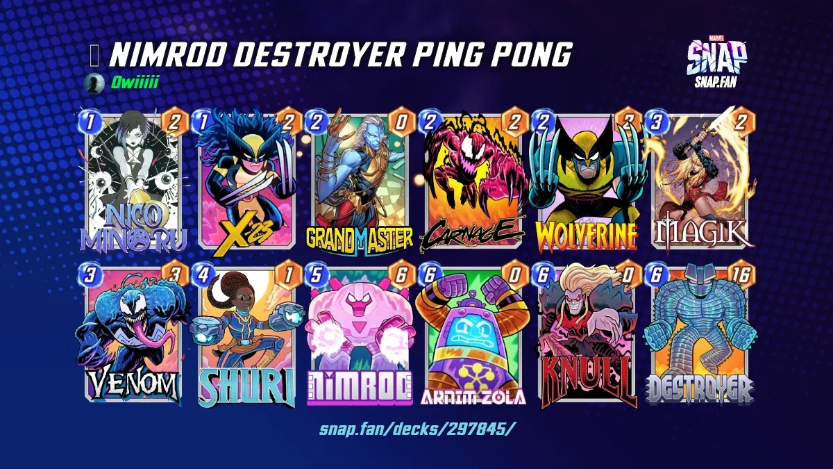 🍆 NIMROD DESTROYER PING PONG by Owiiiii - Marvel Snap Decks - snap.fan