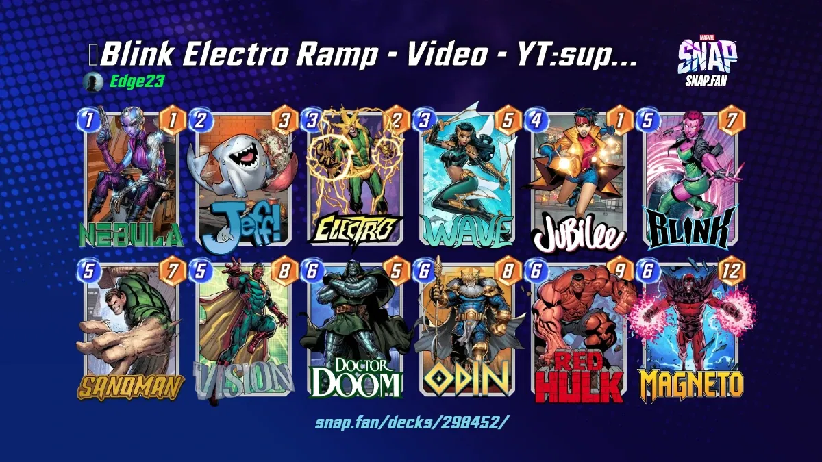 🔥Blink Electro Ramp - Video - YT:superedgegaming by Edge23 - Marvel Snap Decks - snap.fan