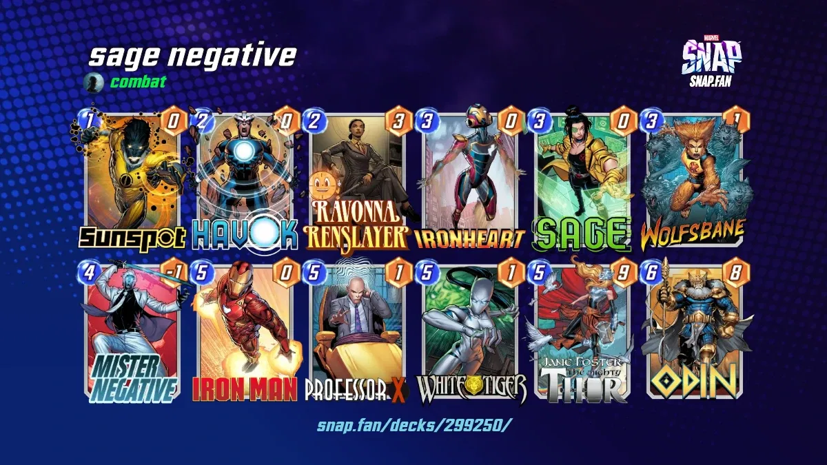 sage negative by combat - Marvel Snap Decks - snap.fan
