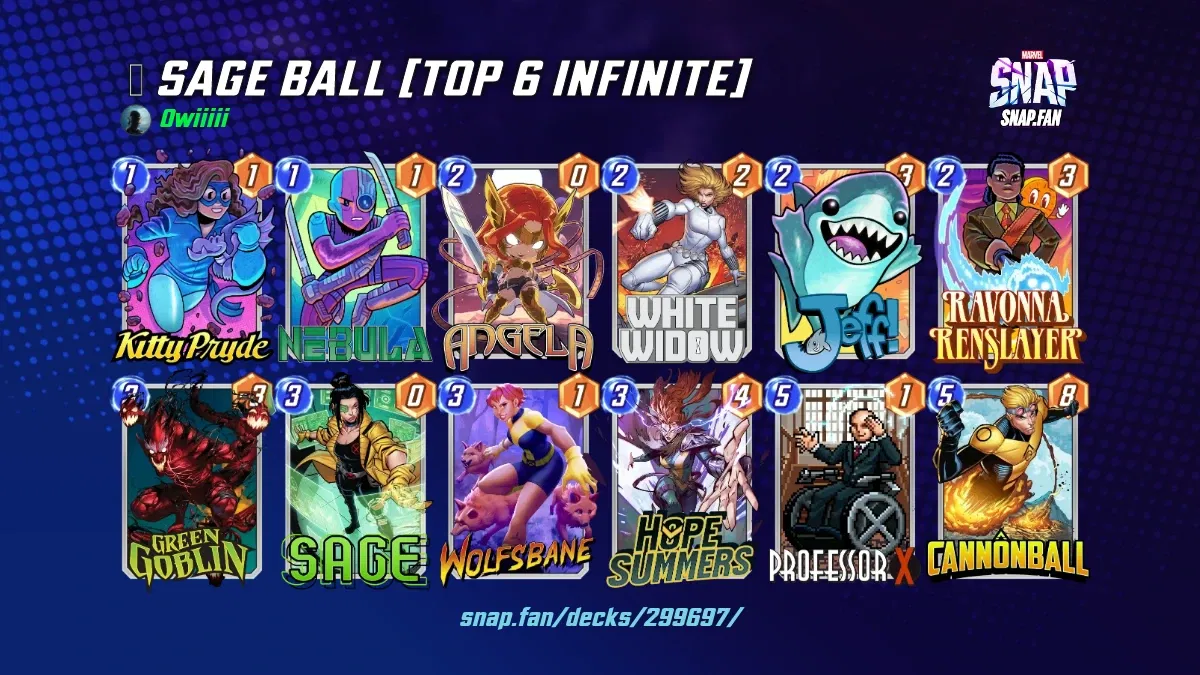 🔝 SAGE BALL [TOP 6 INFINITE] by Owiiiii - Marvel Snap Decks - snap.fan