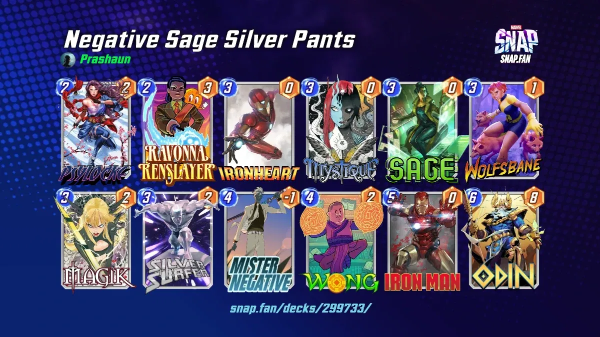 Negative Sage Silver Pants by Prashaun - Marvel Snap Decks - snap.fan