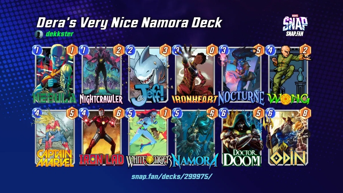 Dera's Very Nice Namora Deck by dekkster - Marvel Snap Decks - snap.fan