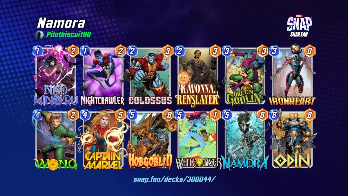 Namora by Pilotbiscuit90 - Marvel Snap Decks - snap.fan