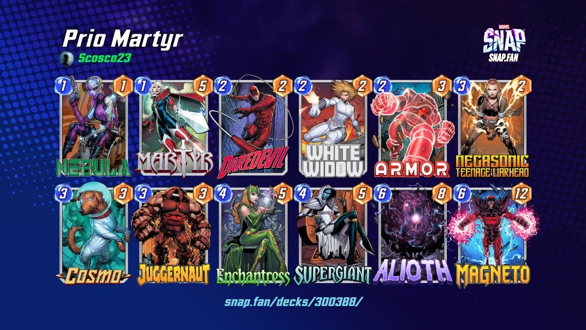 Prio Martyr by Scosco23 - Marvel Snap Decks - snap.fan