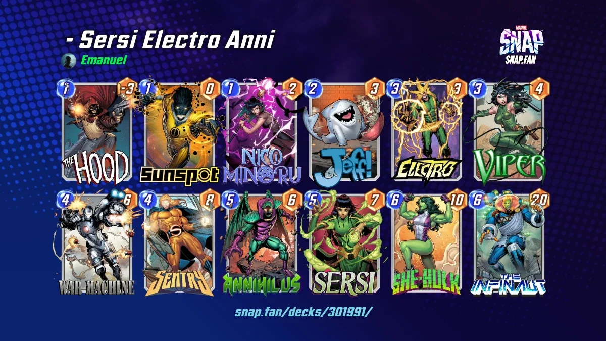 / Sersi Electro by Emanuel - Marvel Snap Decks - snap.fan