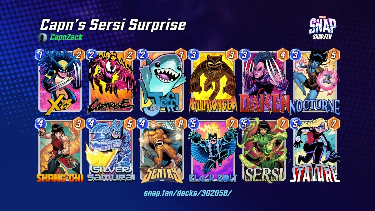 Capn’s Sersi Surprise by CapnZack - Marvel Snap Decks - snap.fan