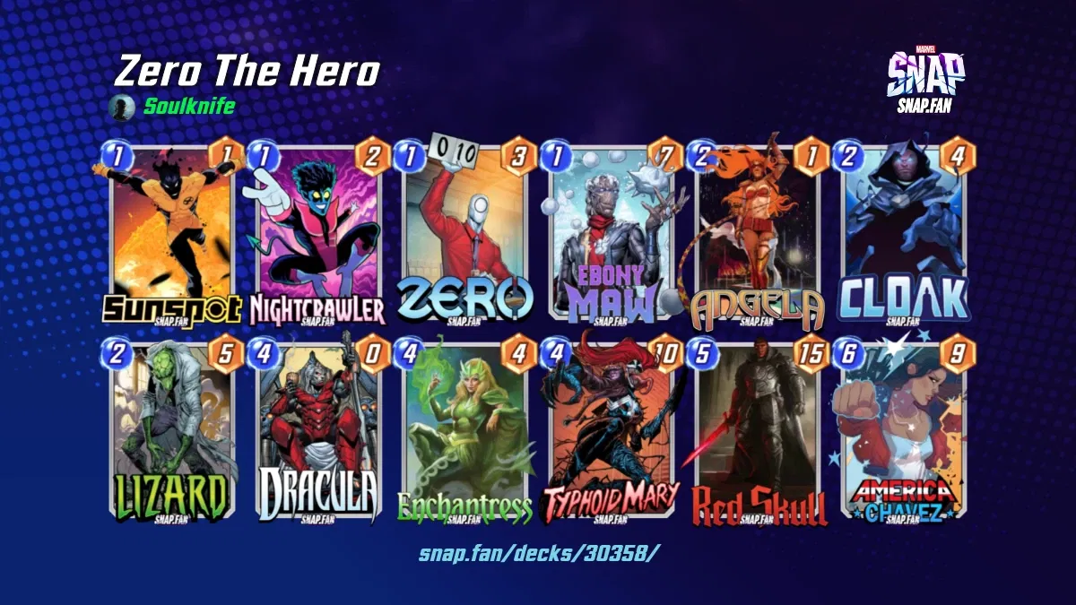 Zero The Hero by Soulknife - Marvel Snap Decks - snap.fan