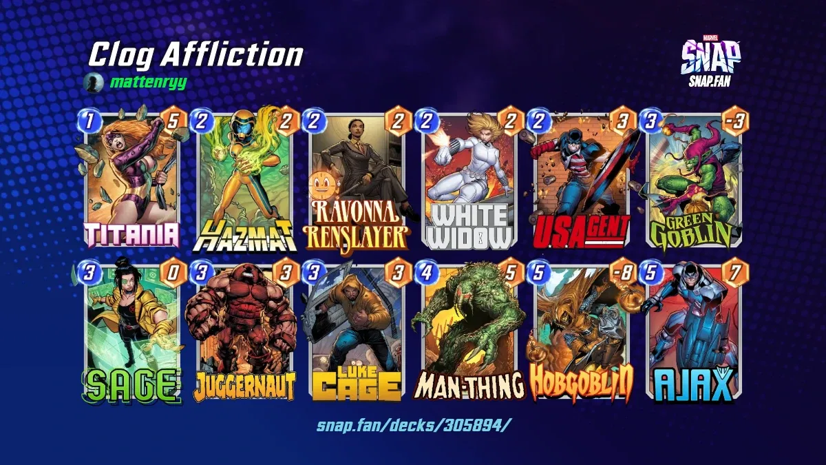 Clog Affliction by mattenryy - Marvel Snap Decks - snap.fan