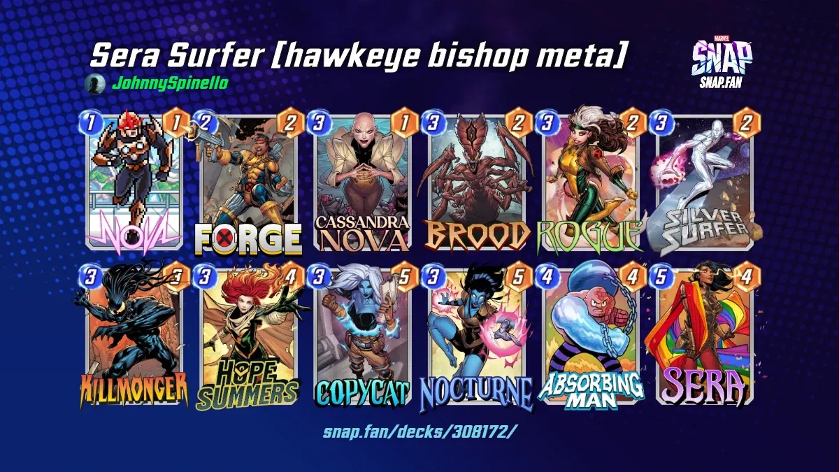 Sera Surfer [hawkeye bishop meta] by JohnnySpinello - Marvel Snap Decks - snap.fan