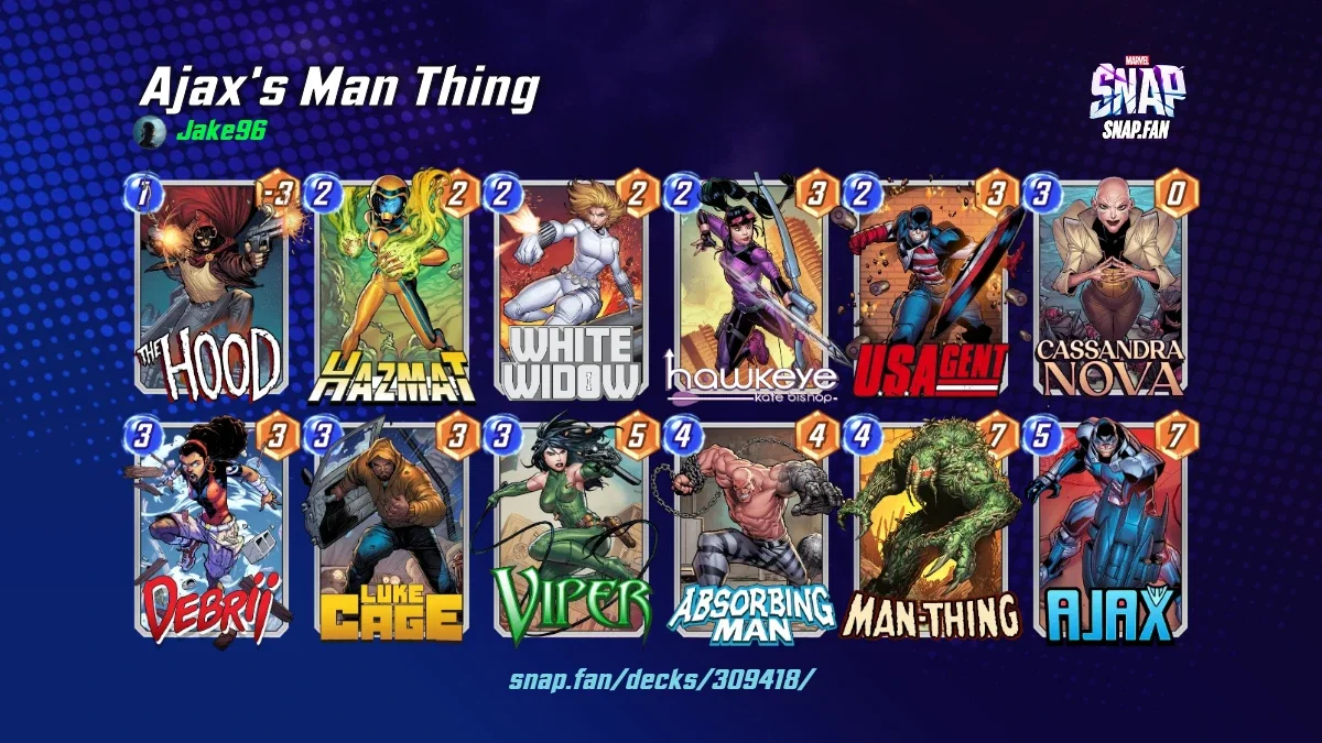 Ajax's Man Thing by Jake96 - Marvel Snap Decks - snap.fan