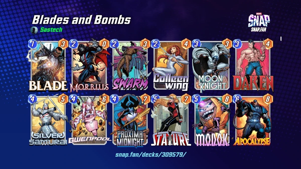 Blades and Bombs by Sastech - Marvel Snap Decks - snap.fan
