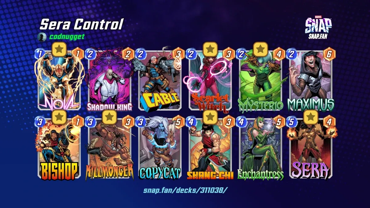 Sera Control by codnugget - Marvel Snap Decks - snap.fan