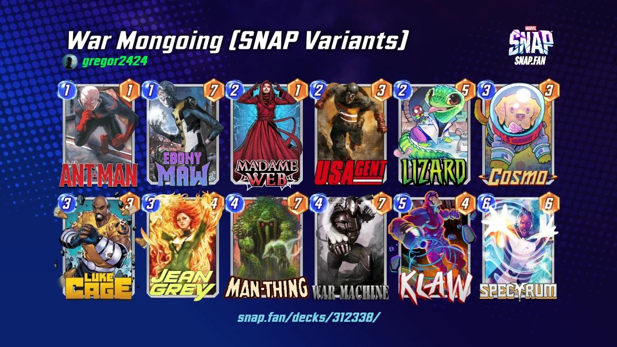 War Mongoing (SNAP Variants) by gregor2424 - Marvel Snap Decks - snap.fan