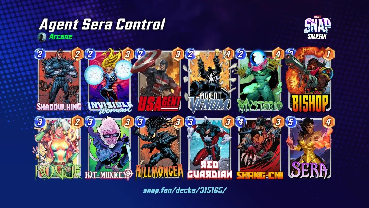 Agent Sera Control by Arcane - Marvel Snap Decks - snap.fan