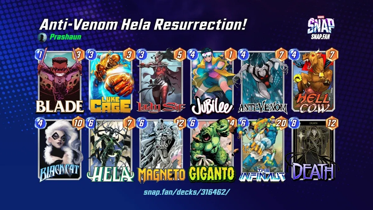 Anti-Venom Hela Resurrection! by Prashaun - Marvel Snap Decks - snap.fan