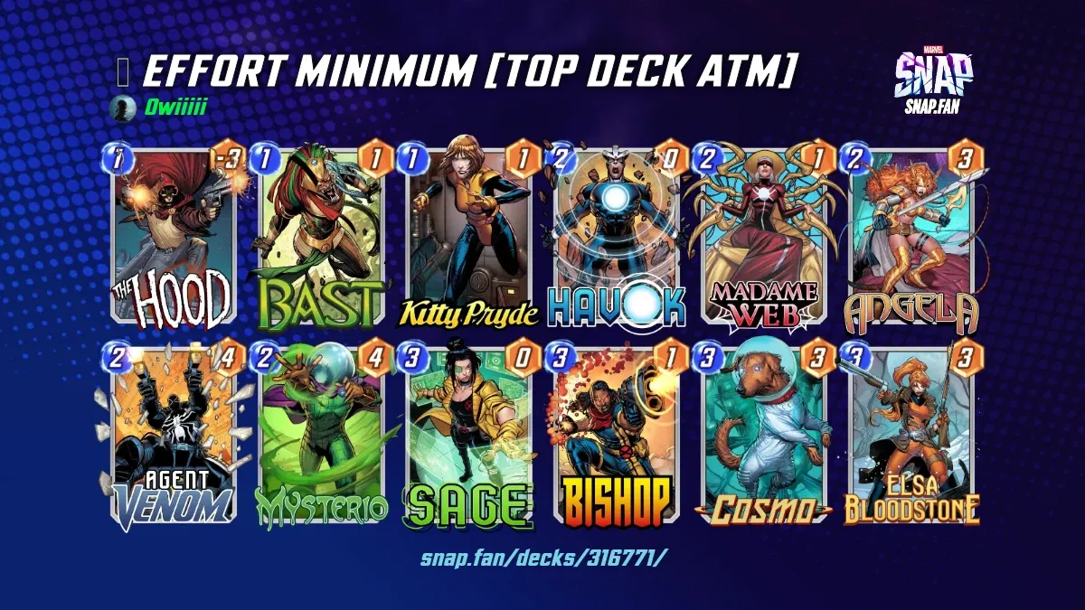 🔝 EFFORT MINIMUM [TOP DECK ATM] by Owiiiii - Marvel Snap Decks - snap.fan