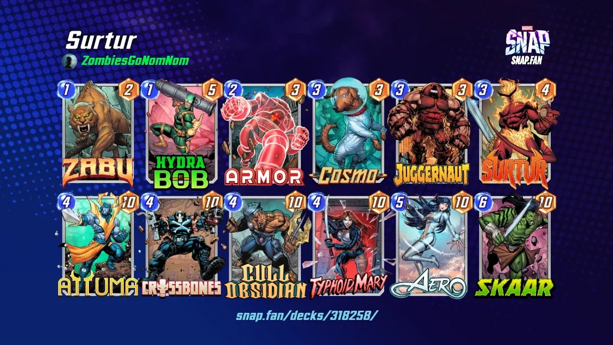 Surtur by ZombiesGoNomNom - Marvel Snap Decks - snap.fan