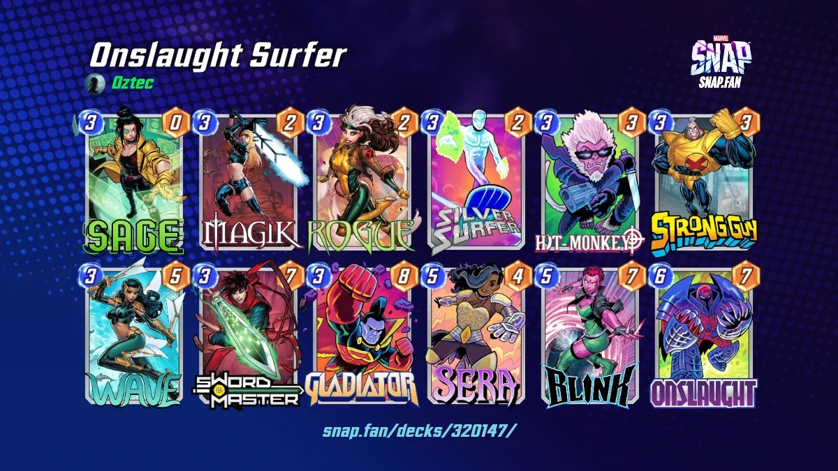 Onslaught Surfer by Oztec - Marvel Snap Decks - snap.fan