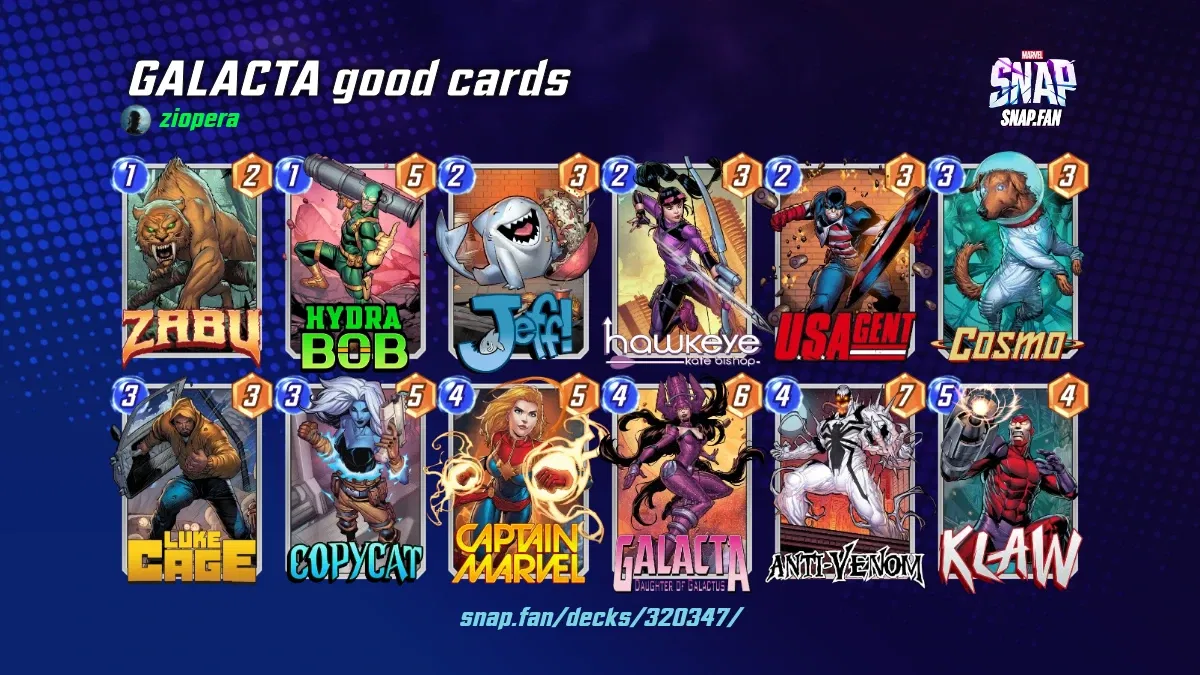 GALACTA good cards by ziopera - Marvel Snap Decks - snap.fan