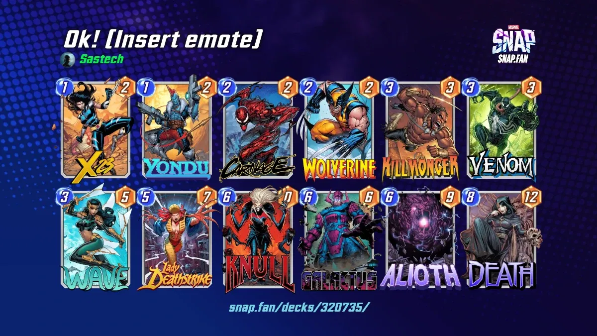 Ok! (Insert emote) by Sastech - Marvel Snap Decks - snap.fan