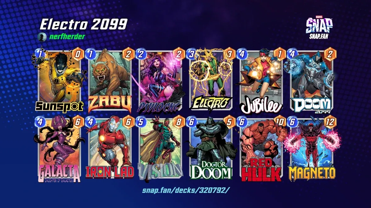 Electro 2099 by nerfherder - Marvel Snap Decks - snap.fan