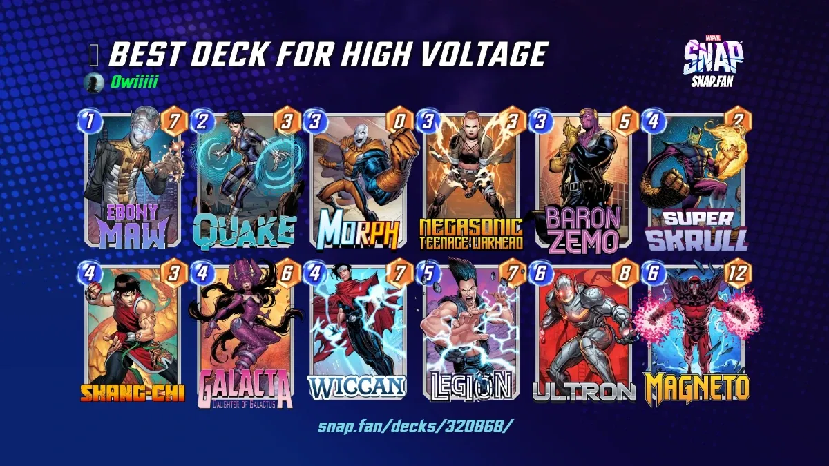 🔝 BEST DECK FOR HIGH VOLTAGE by Owiiiii - Marvel Snap Decks - snap.fan