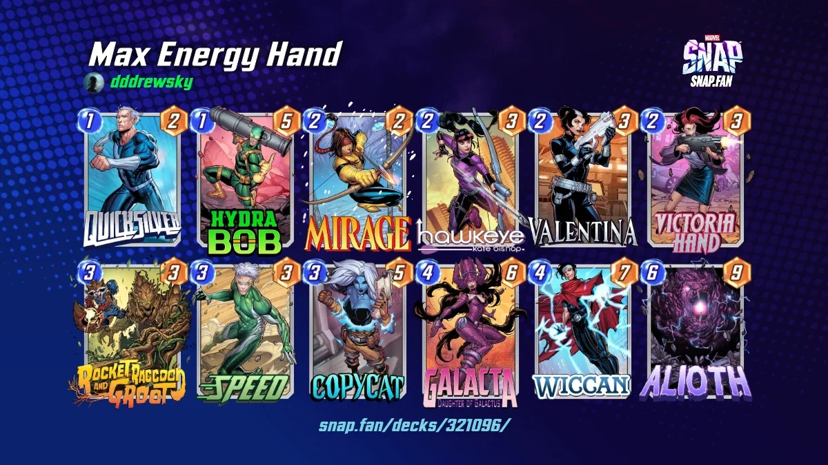 Max Energy Hand by dddrewsky - Marvel Snap Decks - snap.fan