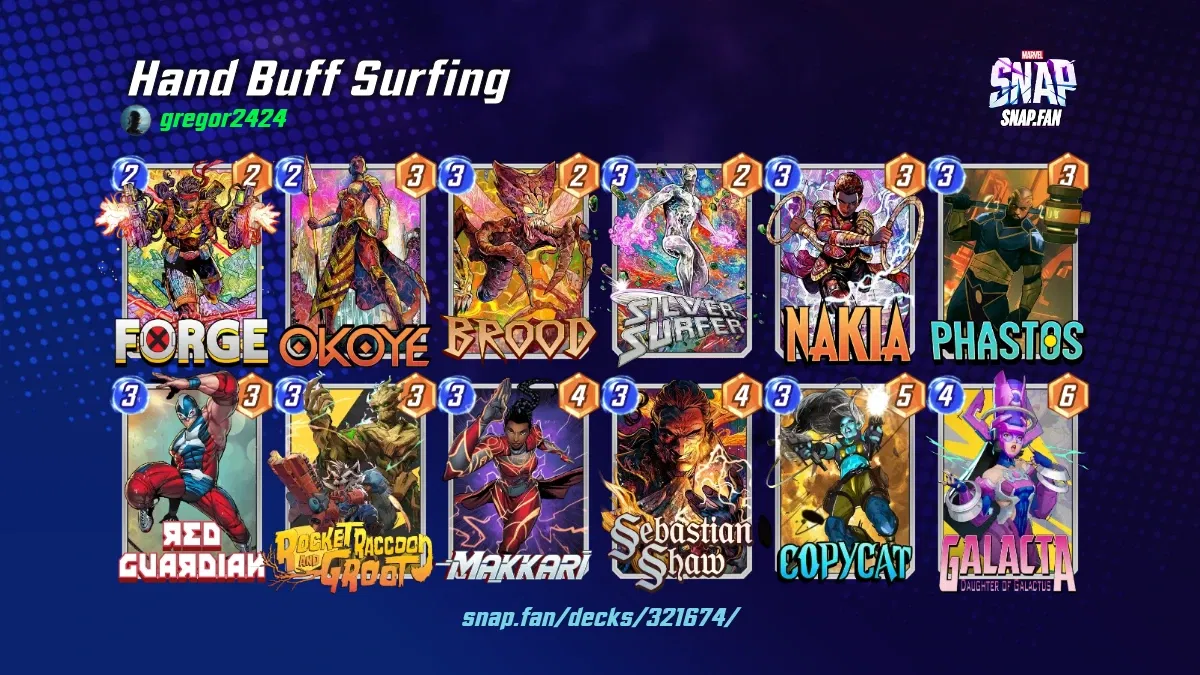 Hand Buff Surfing by gregor2424 - Marvel Snap Decks - snap.fan