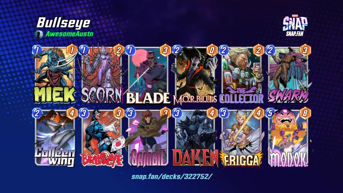 Bullseye by AwesomeAustn - Marvel Snap Decks - snap.fan