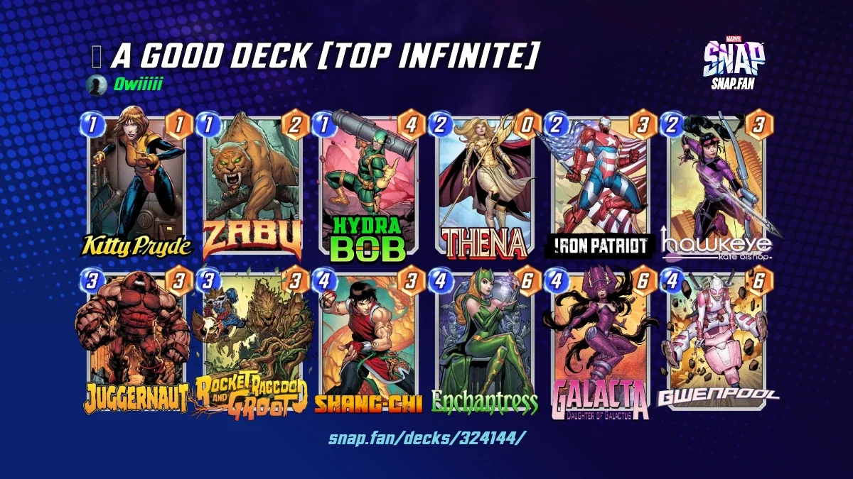 🔝 A GOOD DECK [TOP INFINITE] by Owiiiii - Marvel Snap Decks - snap.fan