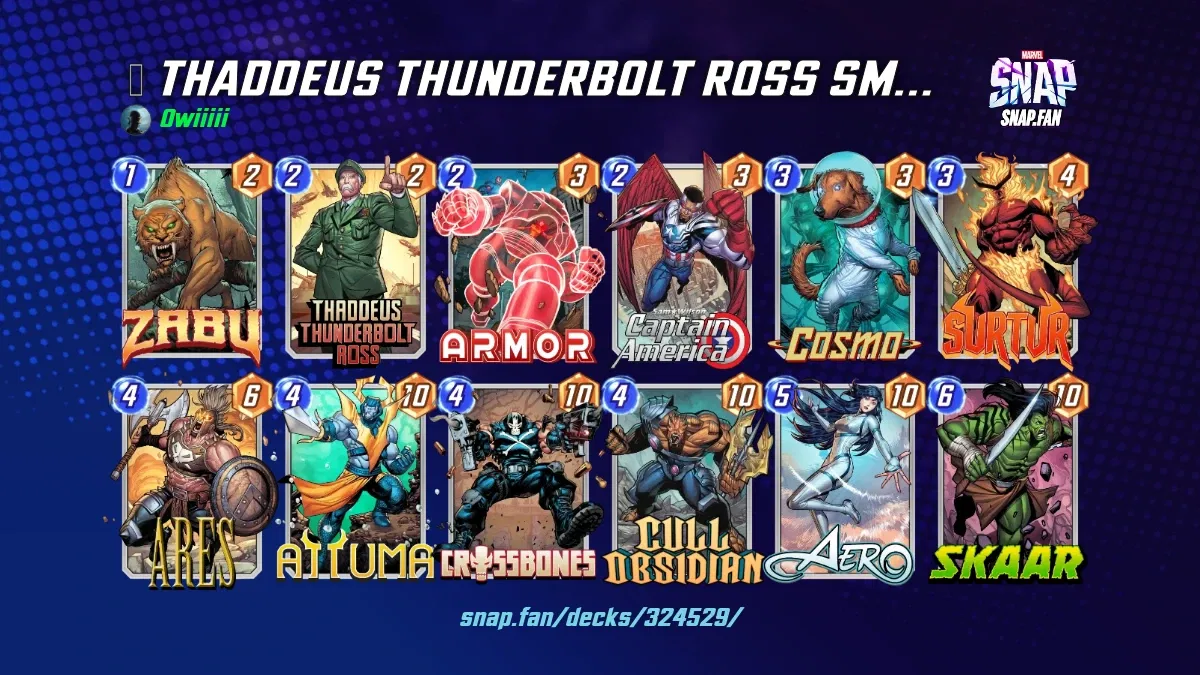 🍆 THADDEUS THUNDERBOLT ROSS SMASH by Owiiiii - Marvel Snap Decks - snap.fan