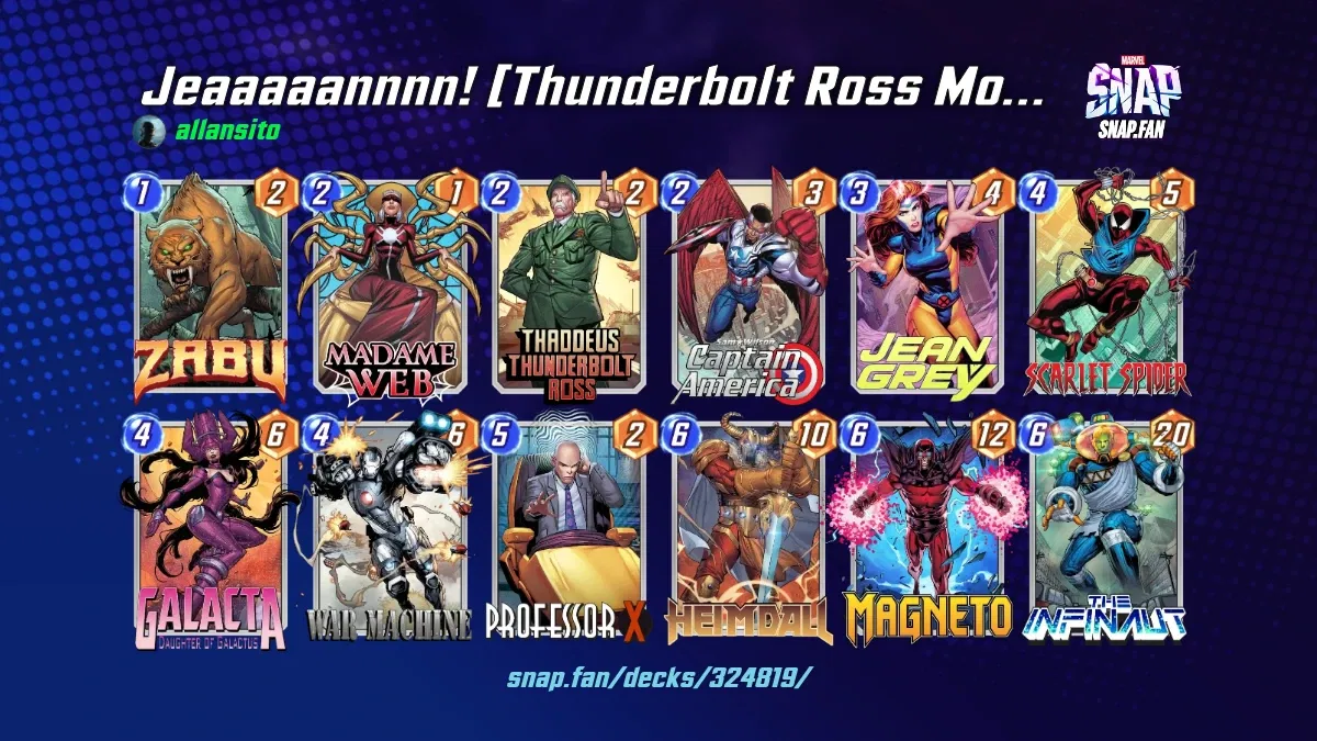 Jeaaaaannnn! [Thunderbolt Ross Move/Control] by allansito - Marvel Snap ...