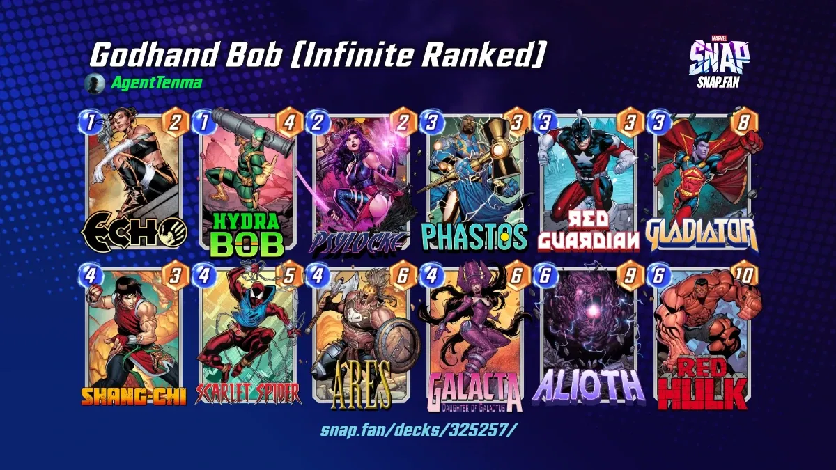 Godhand Bob (Infinite Ranked) by AgentTenma - Marvel Snap Decks - snap.fan