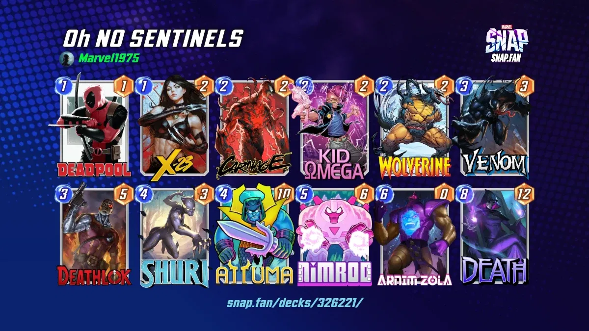 Oh NO SENTINELS by Marvel1975 - Marvel Snap Decks - snap.fan