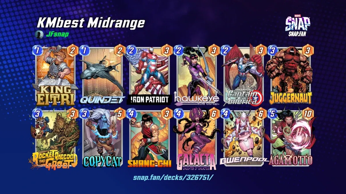 KMbest Midrange by JFsnap - Marvel Snap Decks - snap.fan
