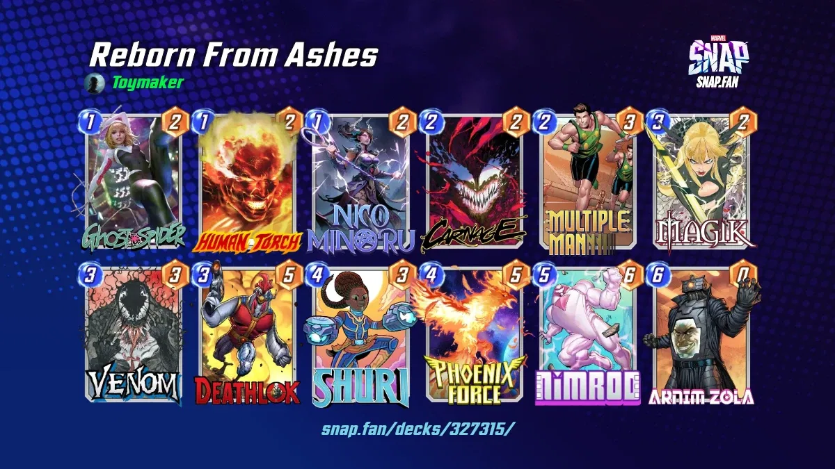 Reborn From Ashes by Toymaker - Marvel Snap Decks - snap.fan