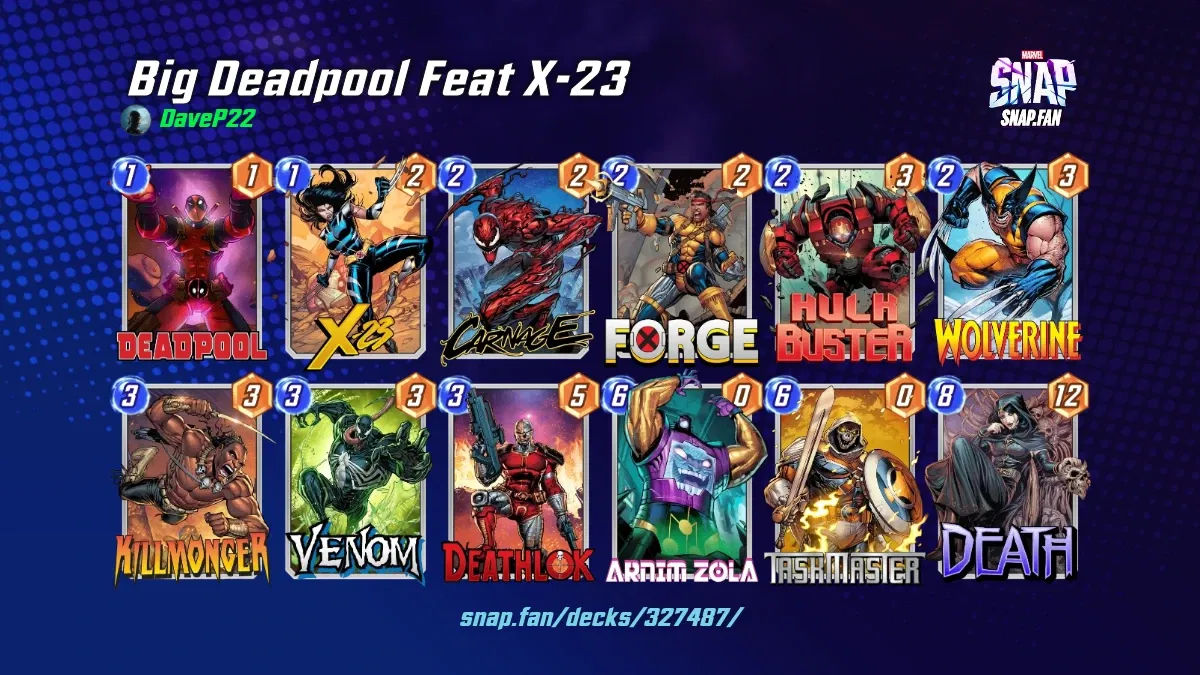 Big Deadpool Feat X-23 by DaveP22 - Marvel Snap Decks - snap.fan