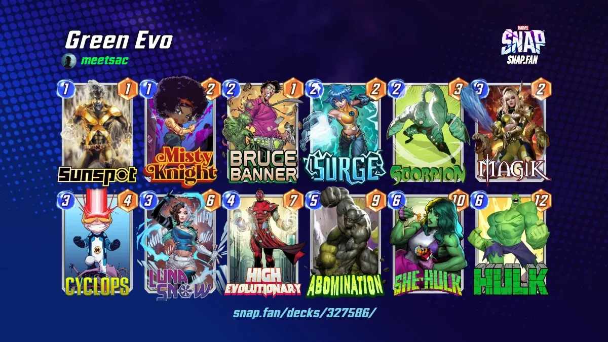 Green Evo by meetsac - Marvel Snap Decks - snap.fan