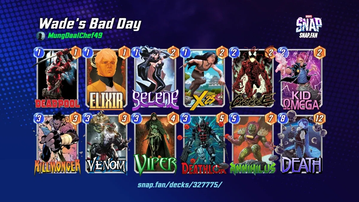 Wade's Bad Day by MungDaalChef49 - Marvel Snap Decks - snap.fan