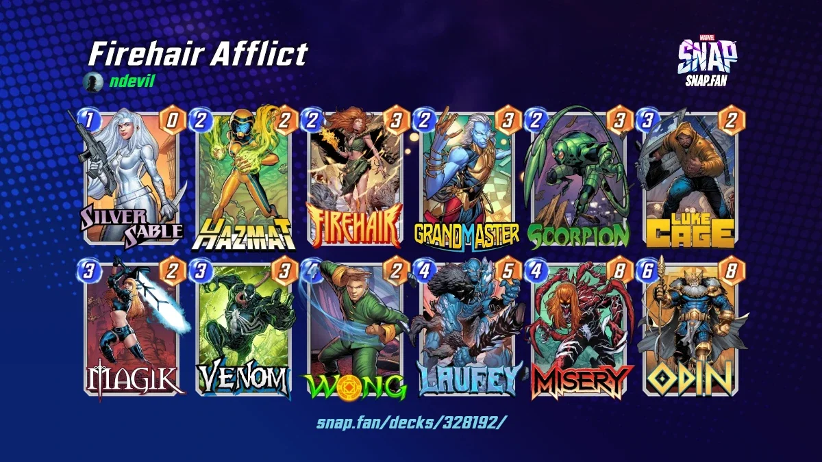 Firehair Afflict by ndevil - Marvel Snap Decks - snap.fan