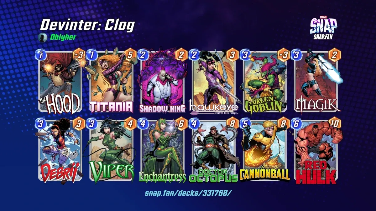 Devinter: Clog by Obiyher - Marvel Snap Decks - snap.fan
