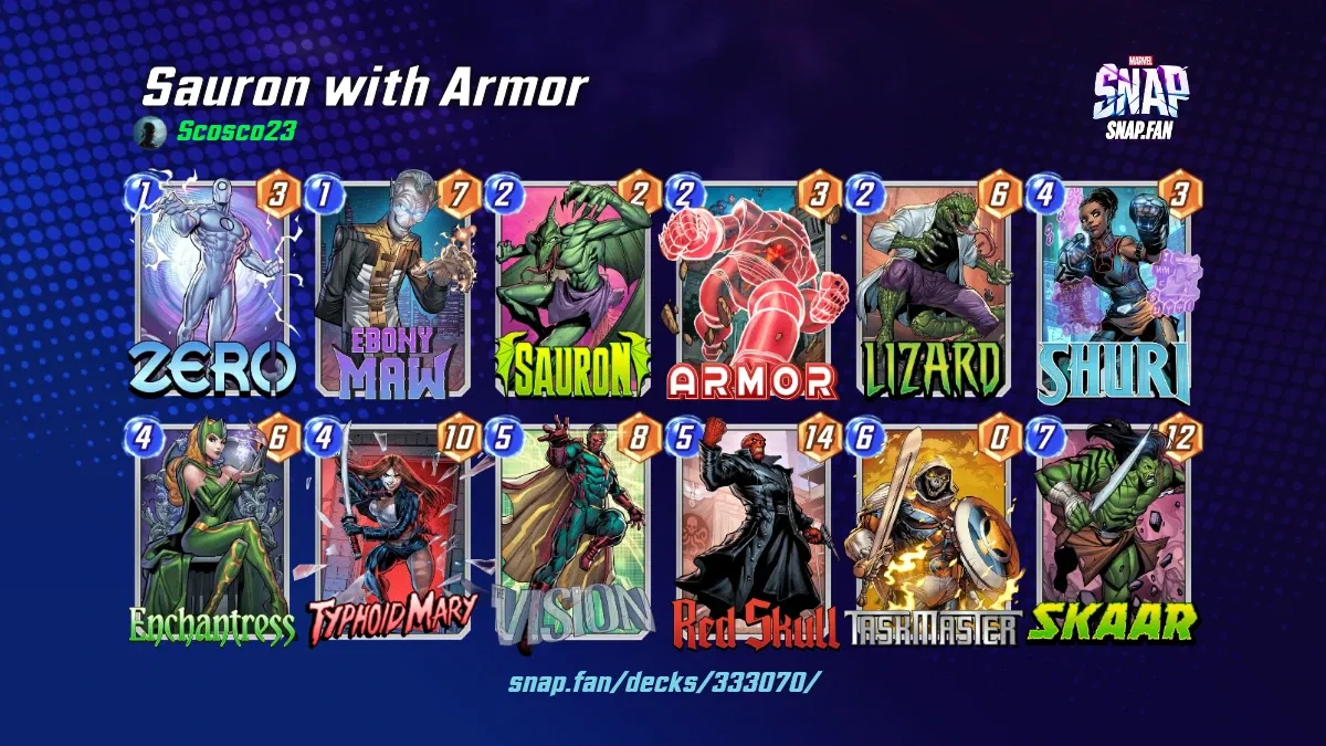 Sauron with Armor by Scosco23 - Marvel Snap Decks - snap.fan