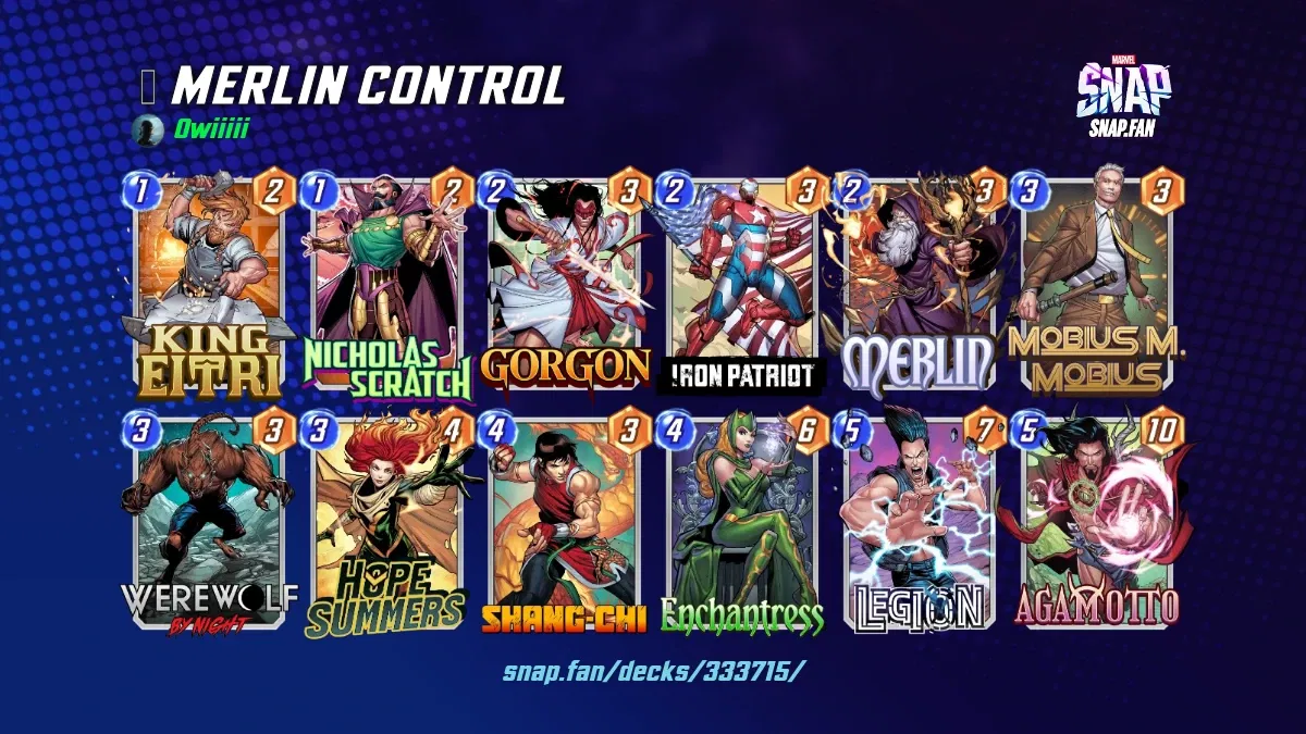 🍆 MERLIN CONTROL by Owiiiii - Marvel Snap Decks - snap.fan