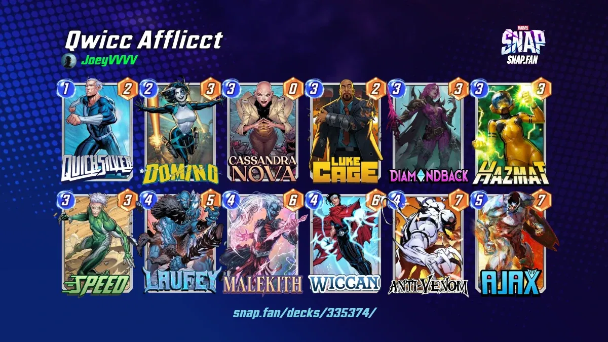Qwicc Afflicct by JoeyVVVV - Marvel Snap Decks - snap.fan