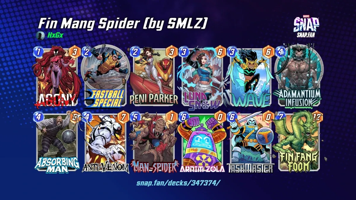Fin Mang Spider (by SMLZ) by HxGx - Marvel Snap Decks - snap.fan