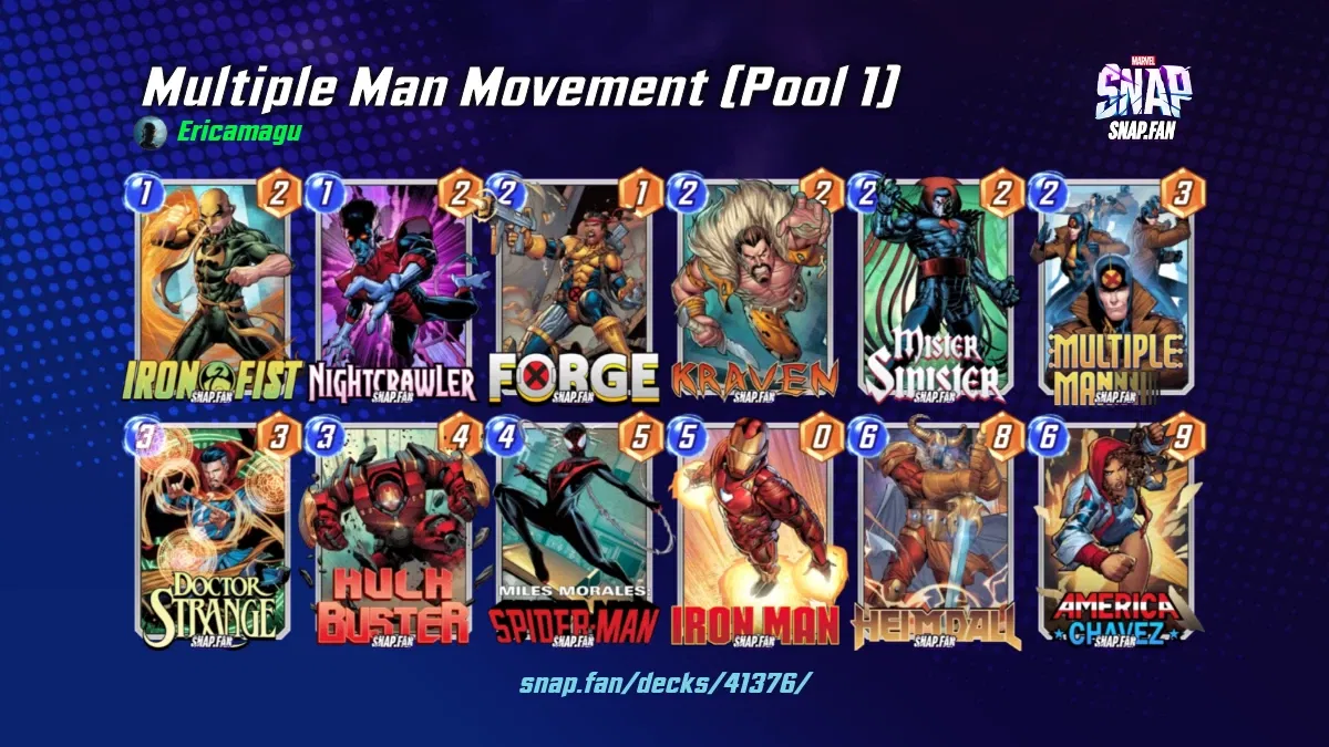 Multiple Man Movement (Pool 1) by Ericamagu - Marvel Snap Decks - snap.fan